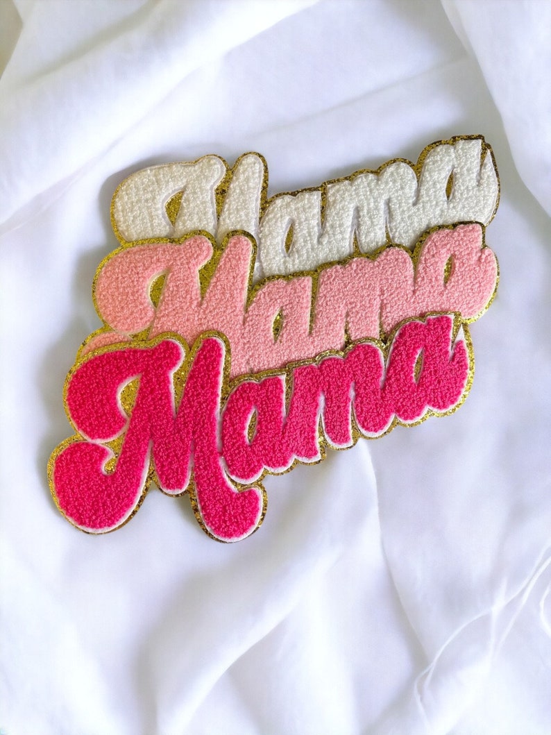 Mama Patch Chenille Iron on Patch Glitter Letter Patch for Mom Gift ...