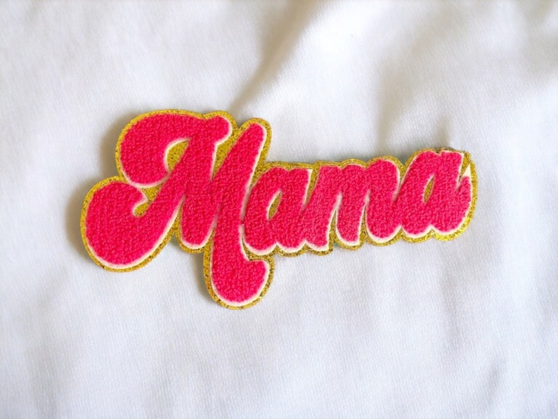 Mama Patch Chenille Iron on Patch Glitter Letter Patch for Mom Gift ...