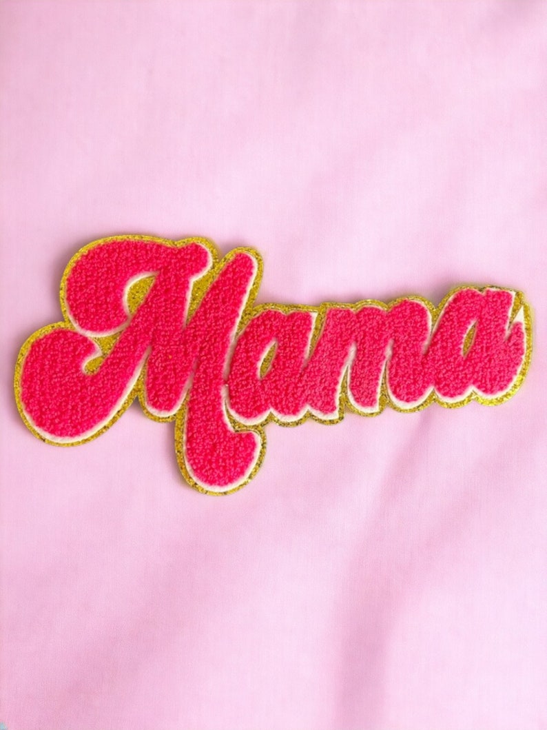 Mama Patch Chenille Iron on Patch Glitter Letter Patch for Mom Gift ...