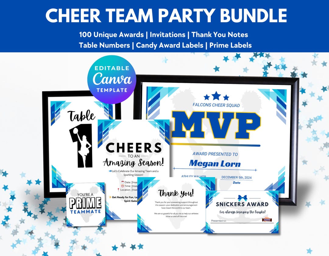 Cheer Party End of Season Award Bundle Custom Cheer Team Party ...