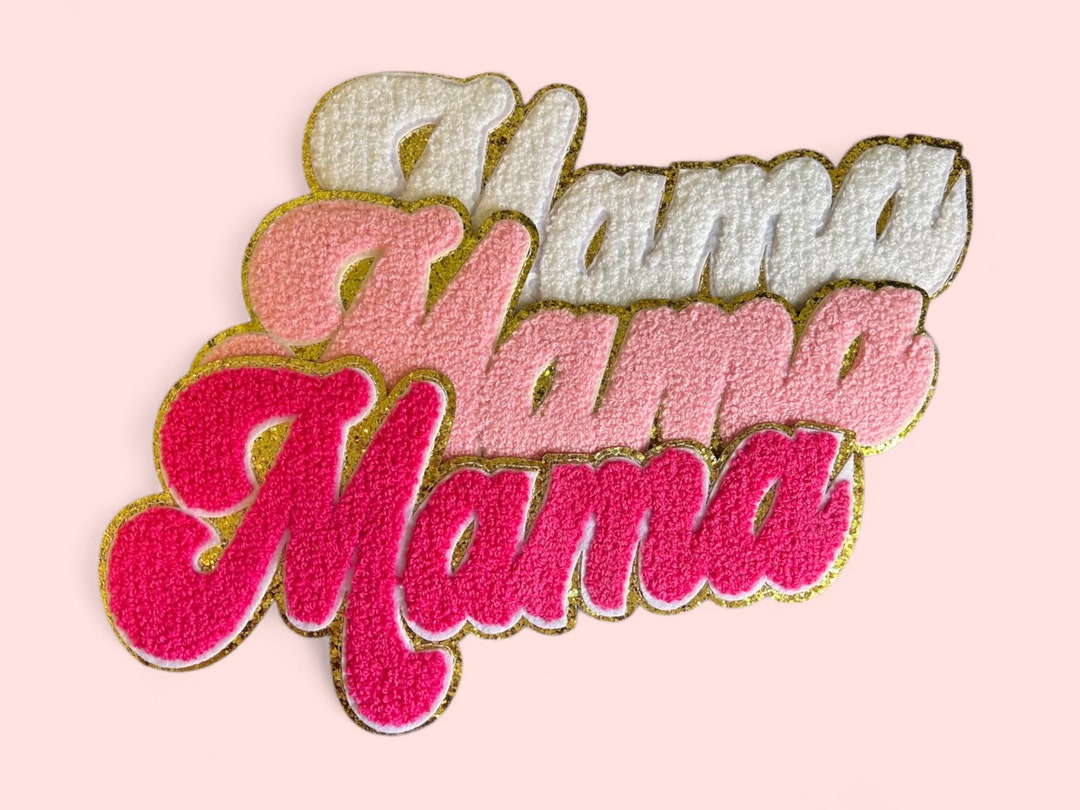 Mama Patch Chenille Iron on Patch Glitter Letter Patch for Mom Gift ...