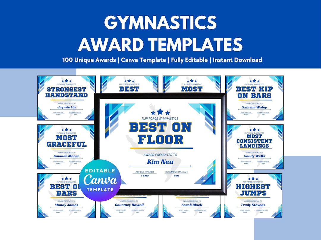 Gymnastics Awards Printable Award Certificates for End of Season Awards ...