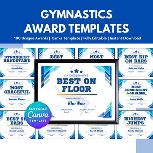 Gymnastics Awards, Editable Certificate Template (digital Download) - Etsy