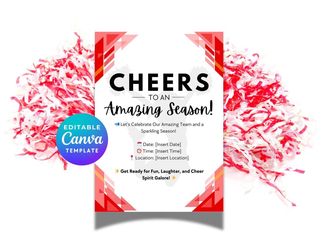 Cheer Team Party Invite Editable Template Invitation for Team Party ...