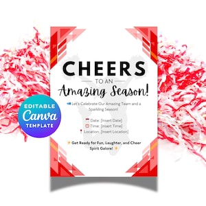 Cheer Team Party Invite Editable Template Invitation for Team Party ...