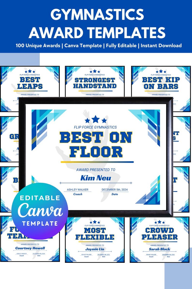 Gymnastics Awards, Editable Certificate Template (digital Download) - Etsy