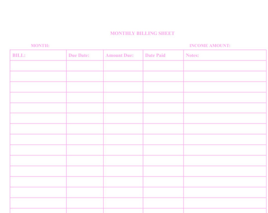 Basic Bill Sheet Pink - Etsy