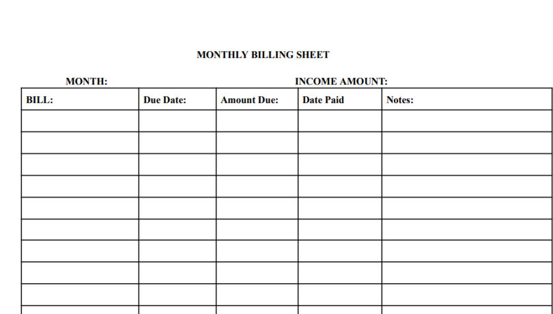 Blank Billing Sheet - Etsy