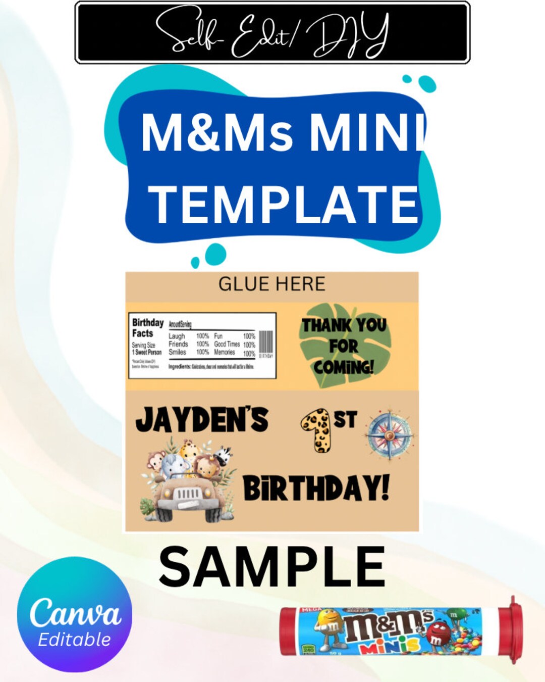 M&ms Minis 50g Label Template, M and Ms Chocolate Tube Wrapper ...