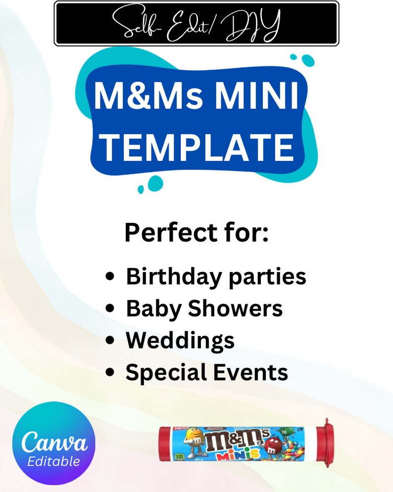 M&ms Minis 50g Label Template, M and Ms Chocolate Tube Wrapper ...