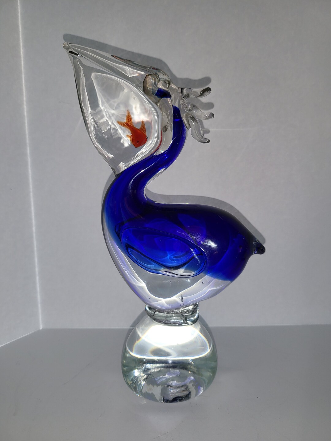 Murano Formia Art Glass Pelican With Fish. No Sticker. - Etsy