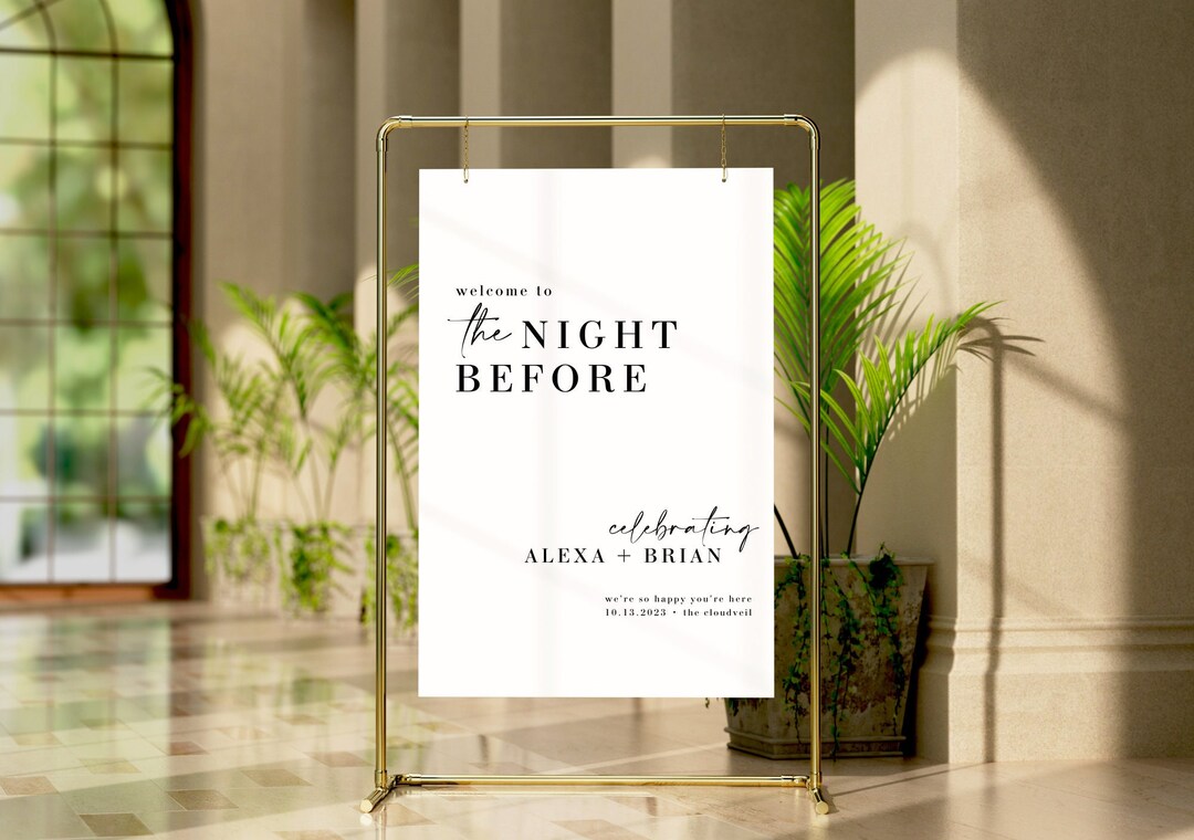 Rehearsal Dinner Welcome Sign Template, Welcome Sign, the Night Before ...