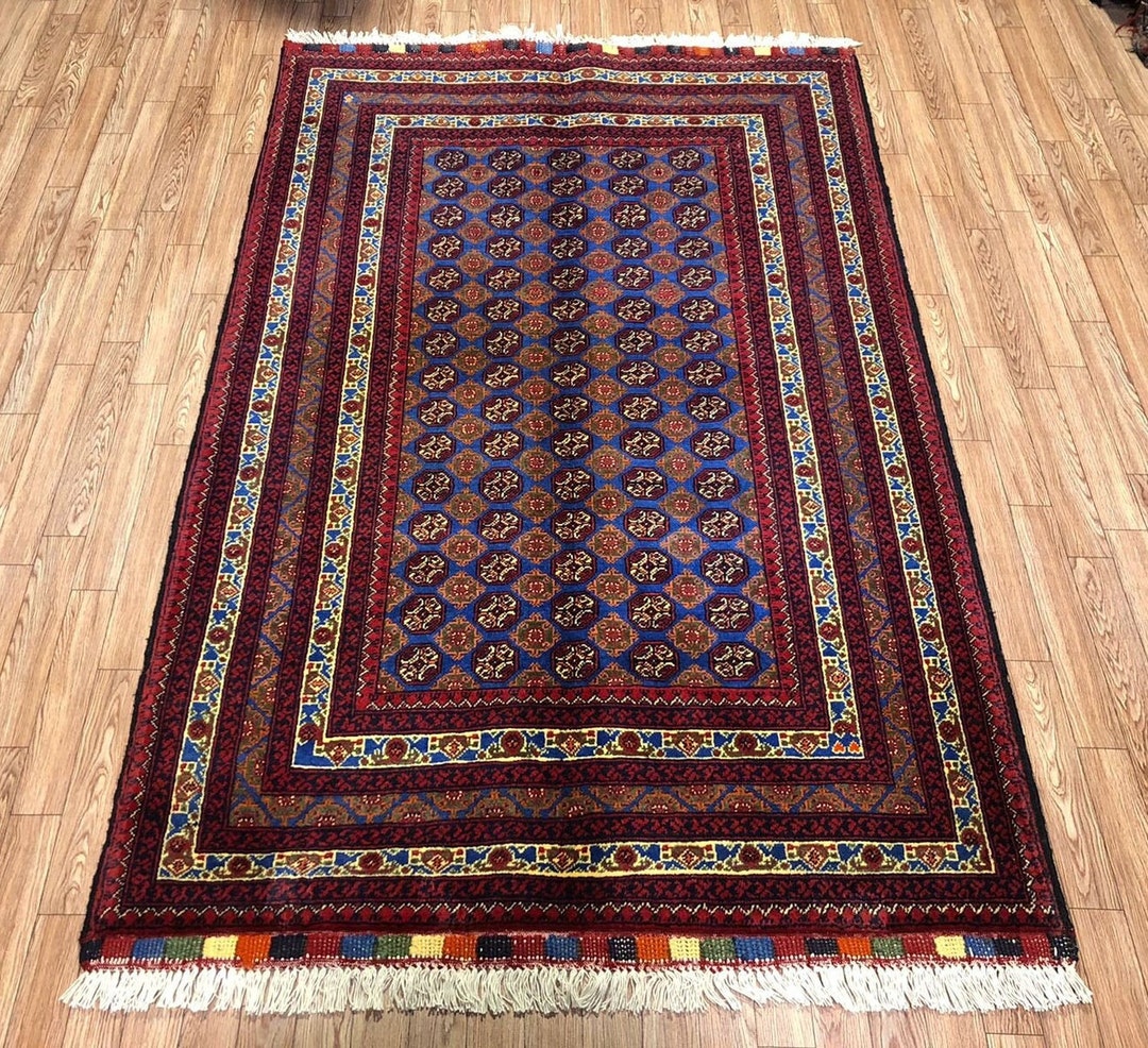 3x5 Feet Afghan Mori Gul Design, Trible Rug Turkmen Pattern Bedroom ...