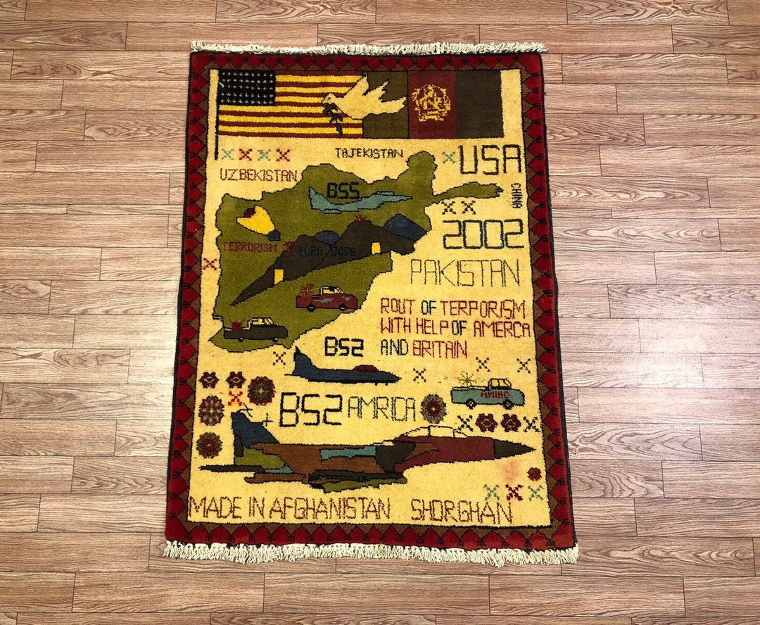 Military Air Crafts Rug Afghan War Rug 2x3 Afghan Hand Knotted ...