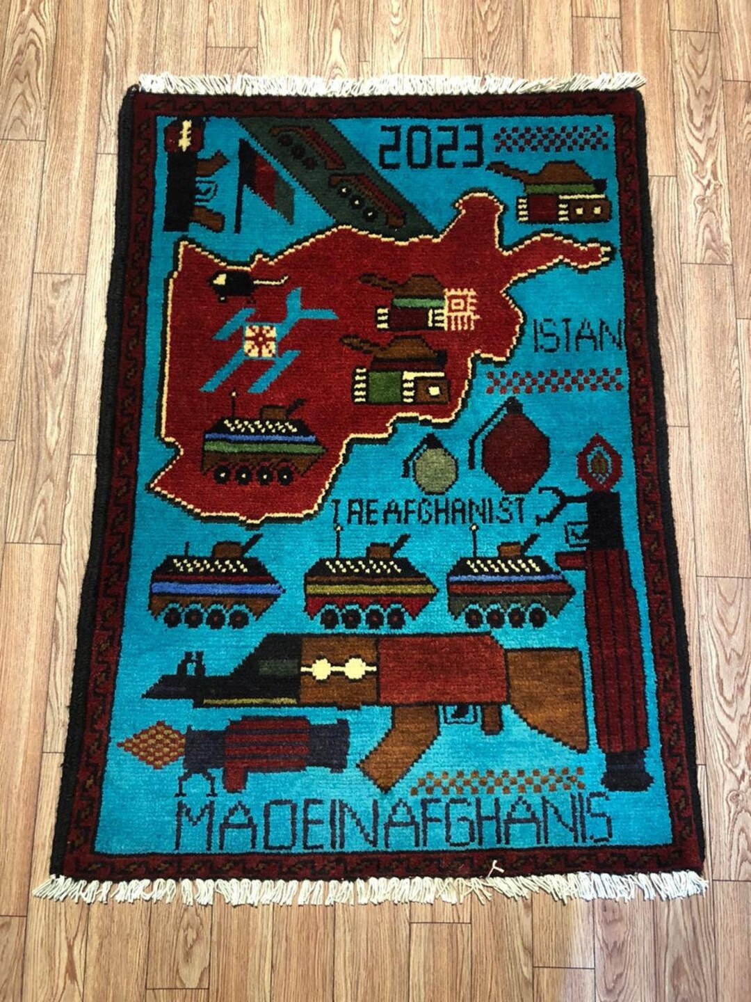 WALL DECOR Afghanistan War Maps Rug, Afghan Hand Knotted Afghanistan ...