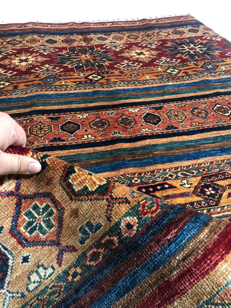 6.4' X 4.9' Feet, Hand Made Afghani Chubi Rug, Kabul Hazara Khorjin Red ...