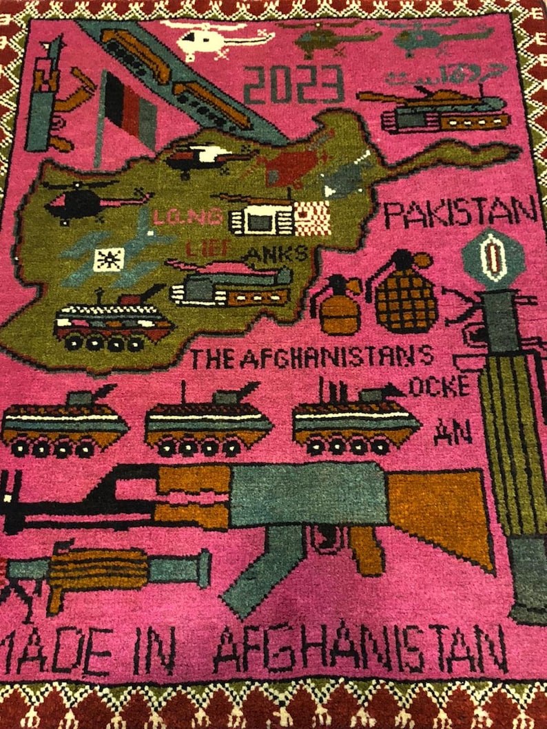 WALL DECOR Afghanistan War Maps Rug, Afghan Hand Knotted Afghanistan ...