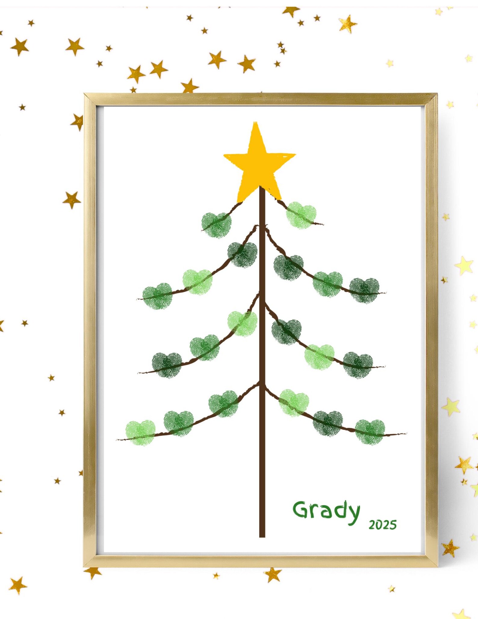 Personalized Fingerprint Christmas Tree Printable, Great Gift for ...