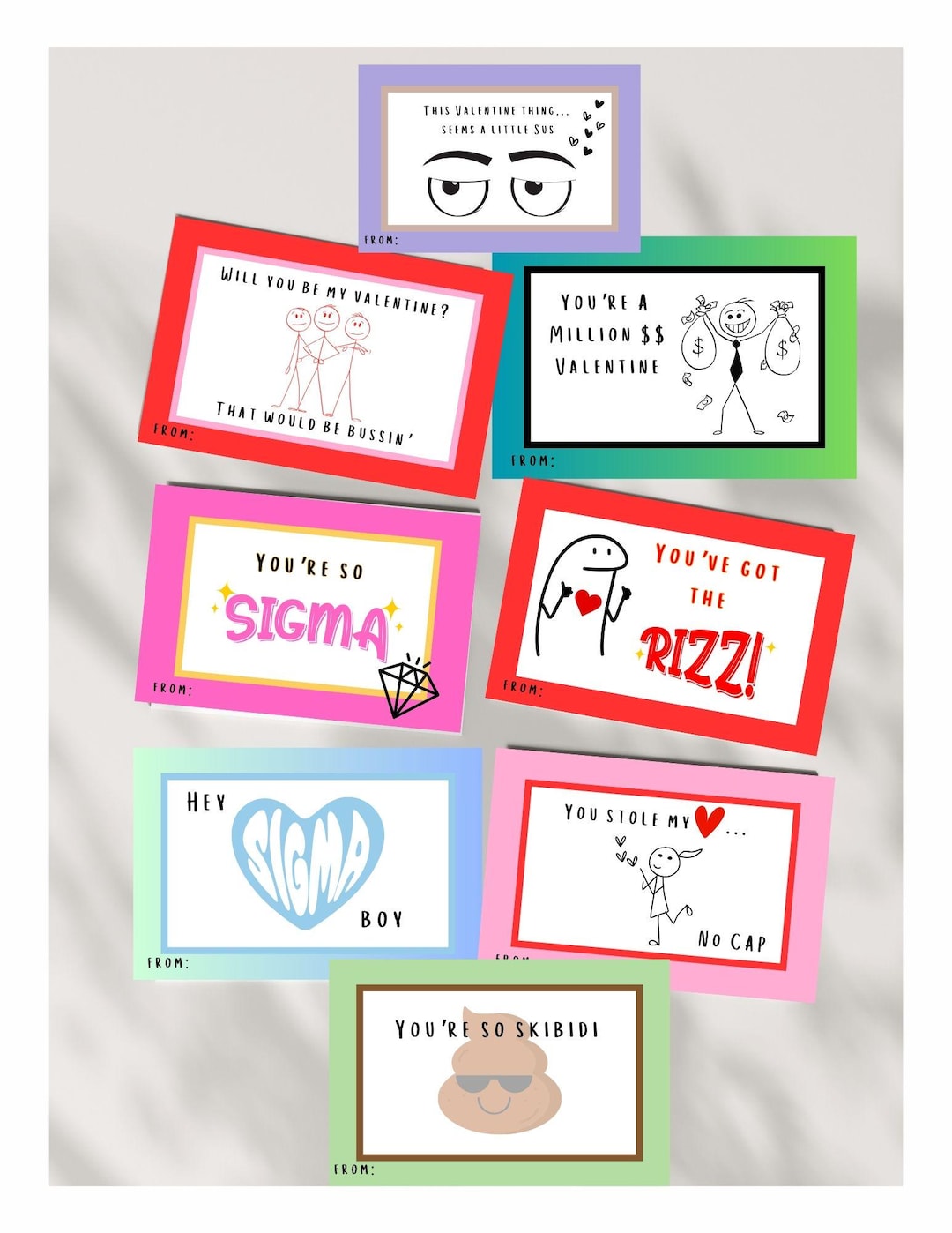 Slang Kids Valentine's Day PRINTABLE Cards | Funny Classroom Gift ...