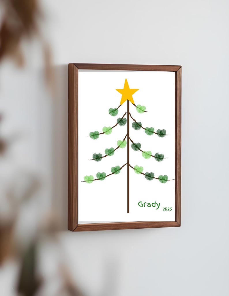 Personalized Fingerprint Christmas Tree Printable, Great Gift for ...