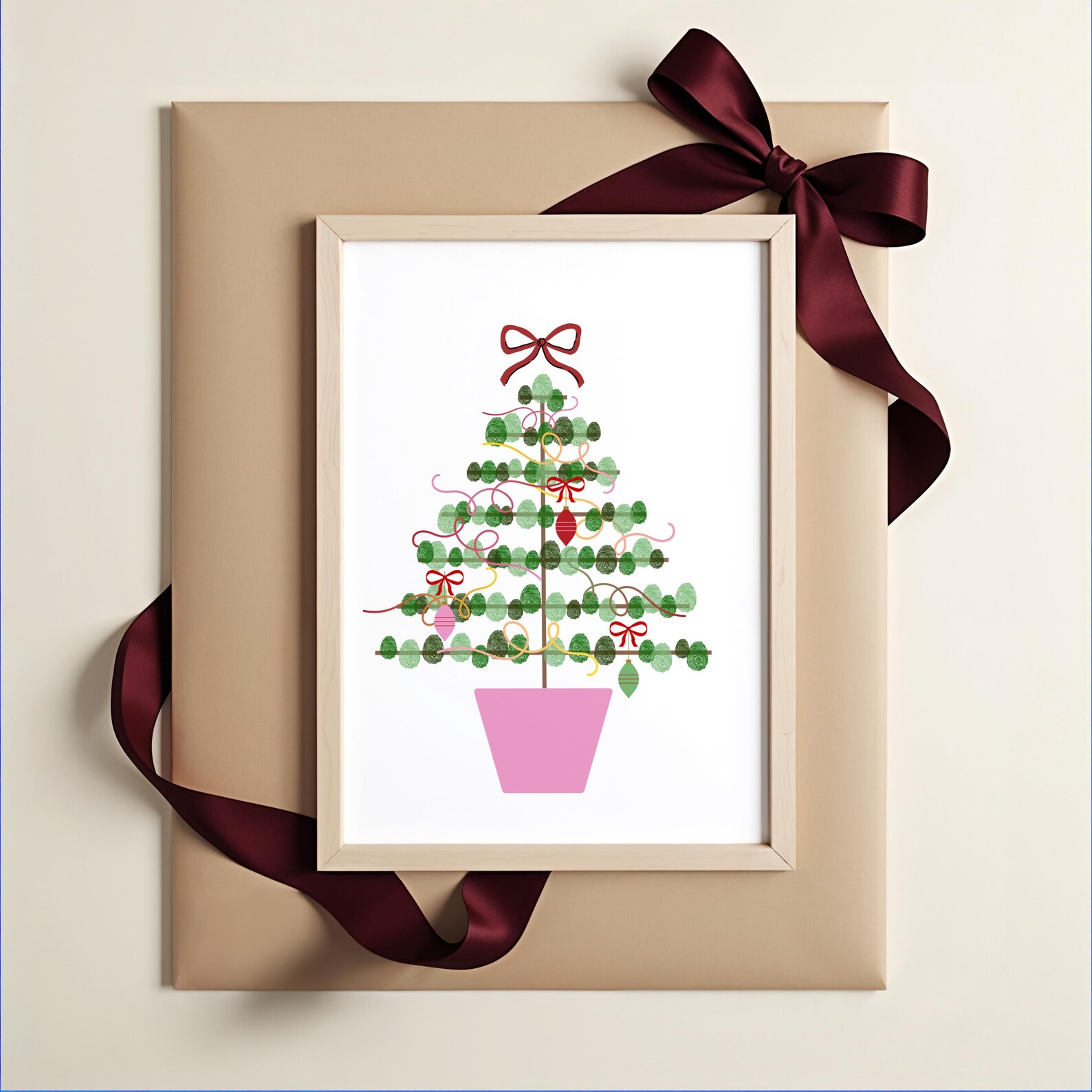 Personalized Fingerprint Christmas Printable, Gift for Grandparents ...