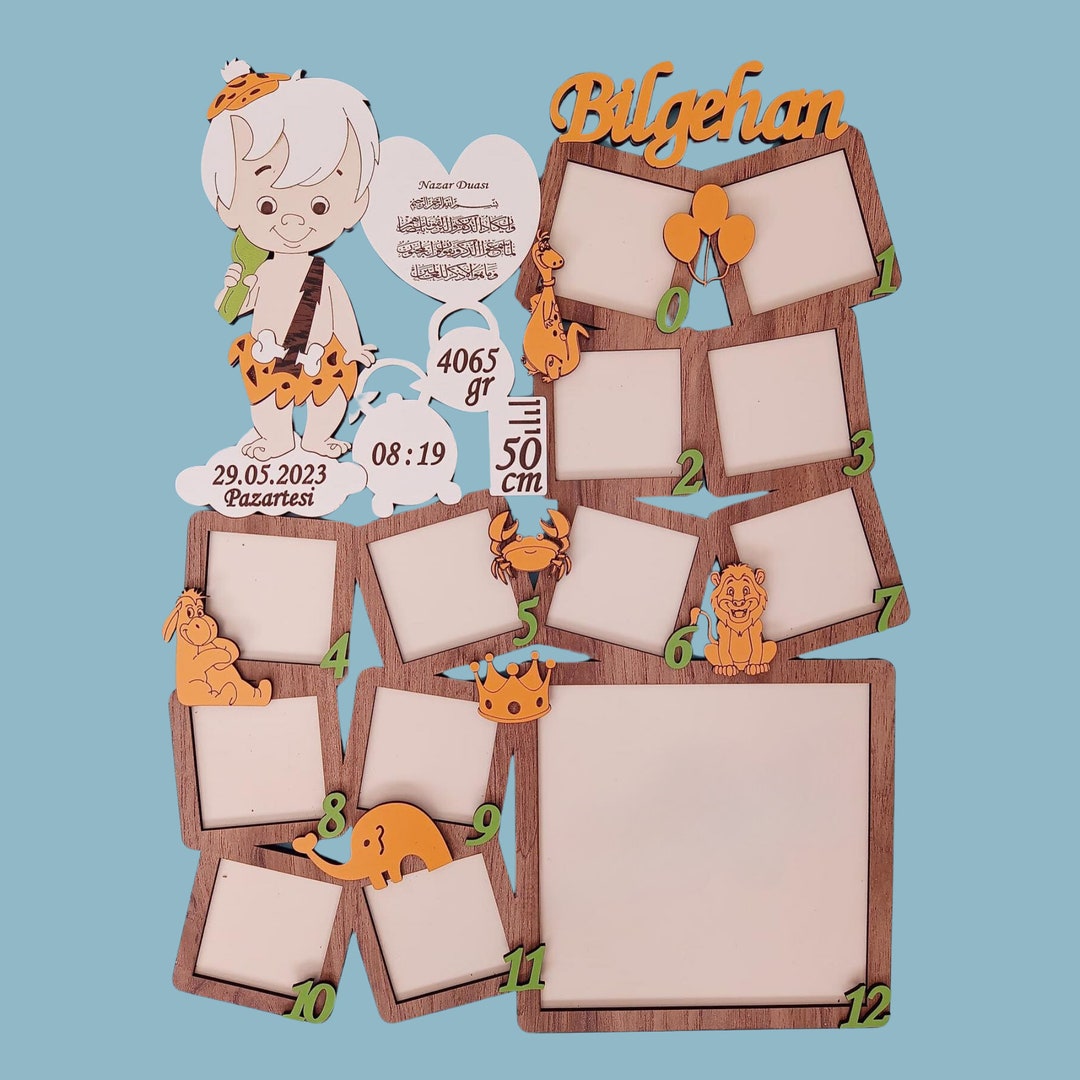 Custom Wooden Photograph Frame Baby 12 Month Photo Frame Baby First ...