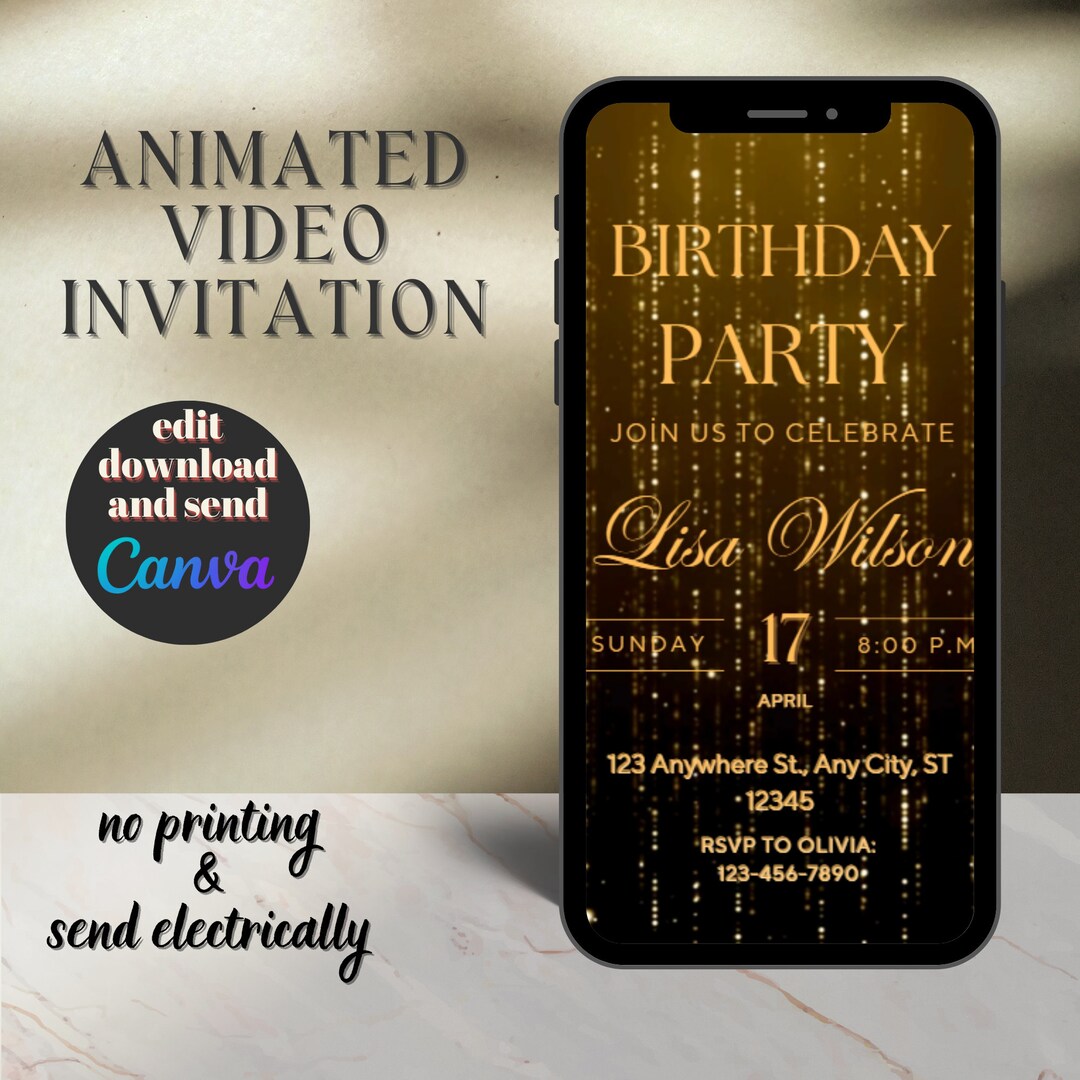 Digital Party Invitation, Birthday Dinner Invitation, Editable Birthday ...