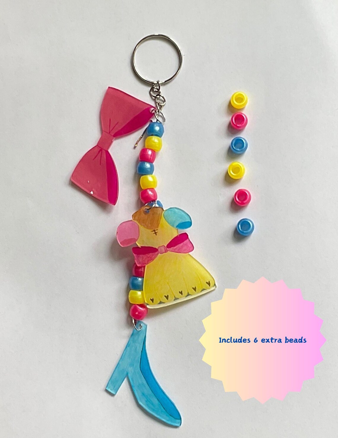 Glass Slipper, Dress, and Bow Keychain With Beads. - Etsy