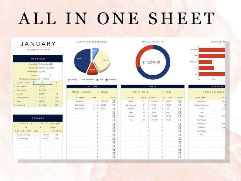 Monthly Budget Planner | Royal Colour Spreadsheet | Simple Monthly ...