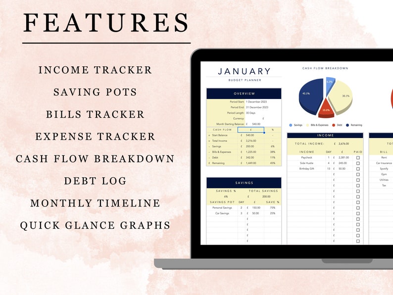 Monthly Budget Planner | Royal Colour Spreadsheet | Simple Monthly ...