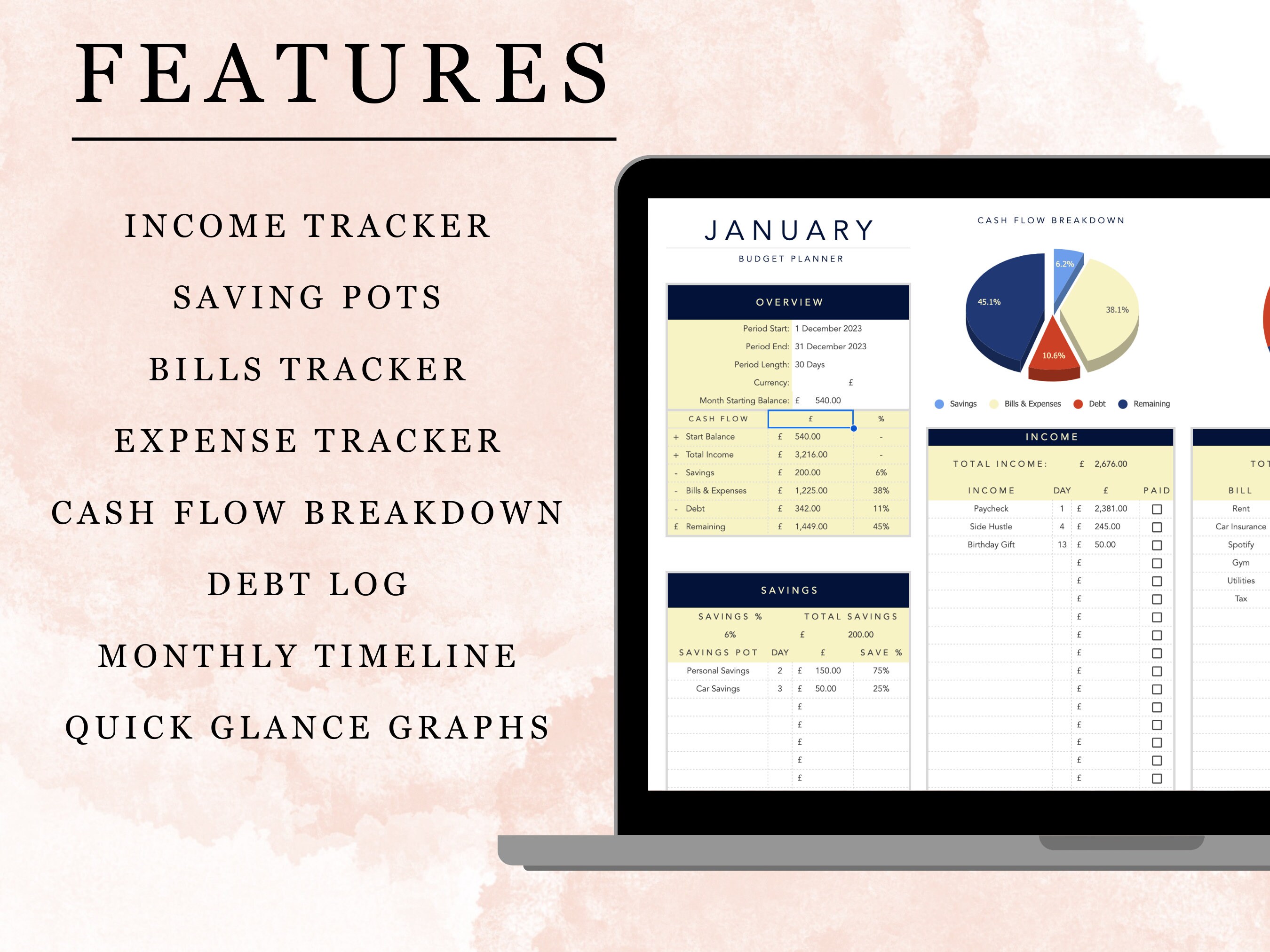 Monthly Budget Planner | Royal Colour Spreadsheet | Simple Monthly ...