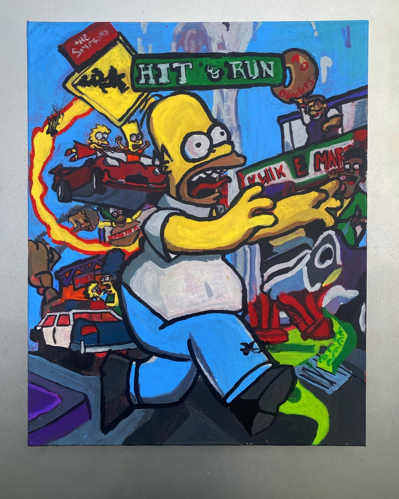 SIMPSONS Hit & Run Painting - Etsy