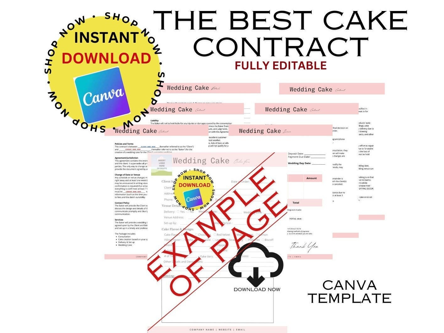 ULTIMATE CAKE CONTRACT Wedding Cake Contract Home Baker Contract Canva ...