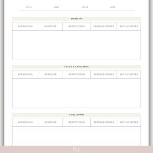 Pilates Instructor Lesson Plan, Reformer Class Planner, Sequence Guide ...