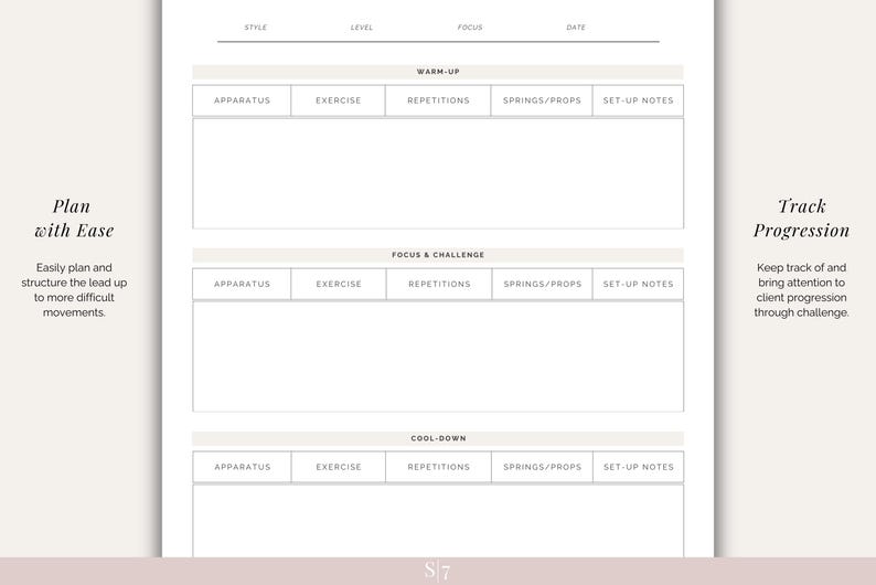 Pilates Instructor Lesson Plan, Reformer Class Planner, Sequence Guide ...