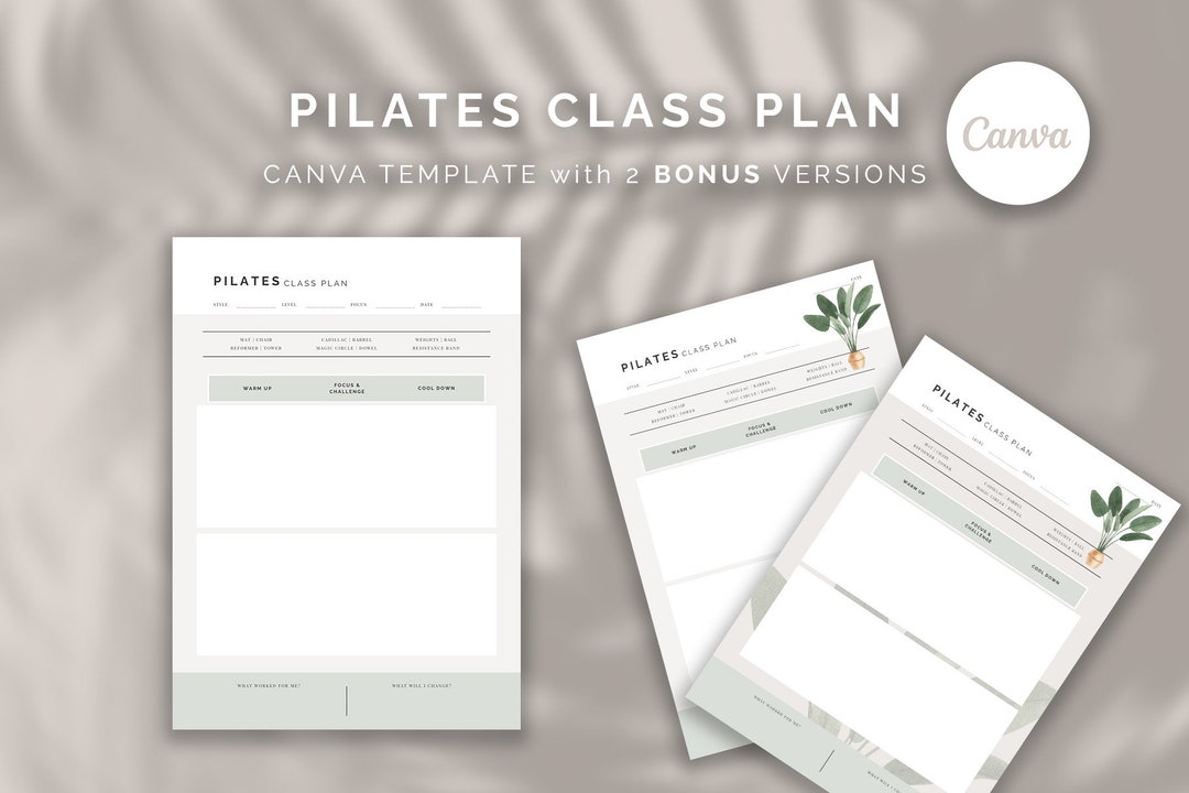 Green Pilates Class Plan, Minimalist Fitness Planner, Green Fitness ...