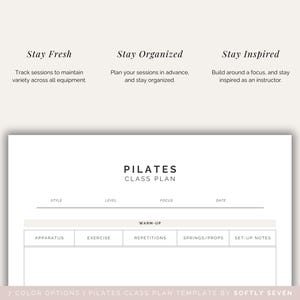 Pilates Instructor Lesson Plan, Reformer Class Planner, Sequence Guide ...