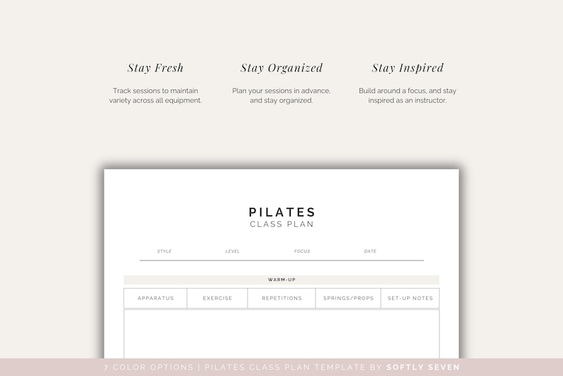 Pilates Instructor Lesson Plan, Reformer Class Planner, Sequence Guide ...