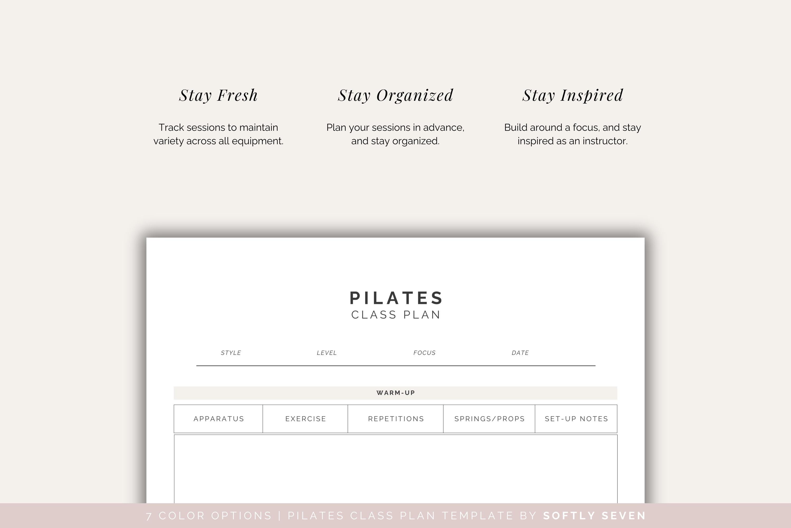 Pilates Instructor Lesson Plan, Reformer Class Planner, Sequence Guide ...