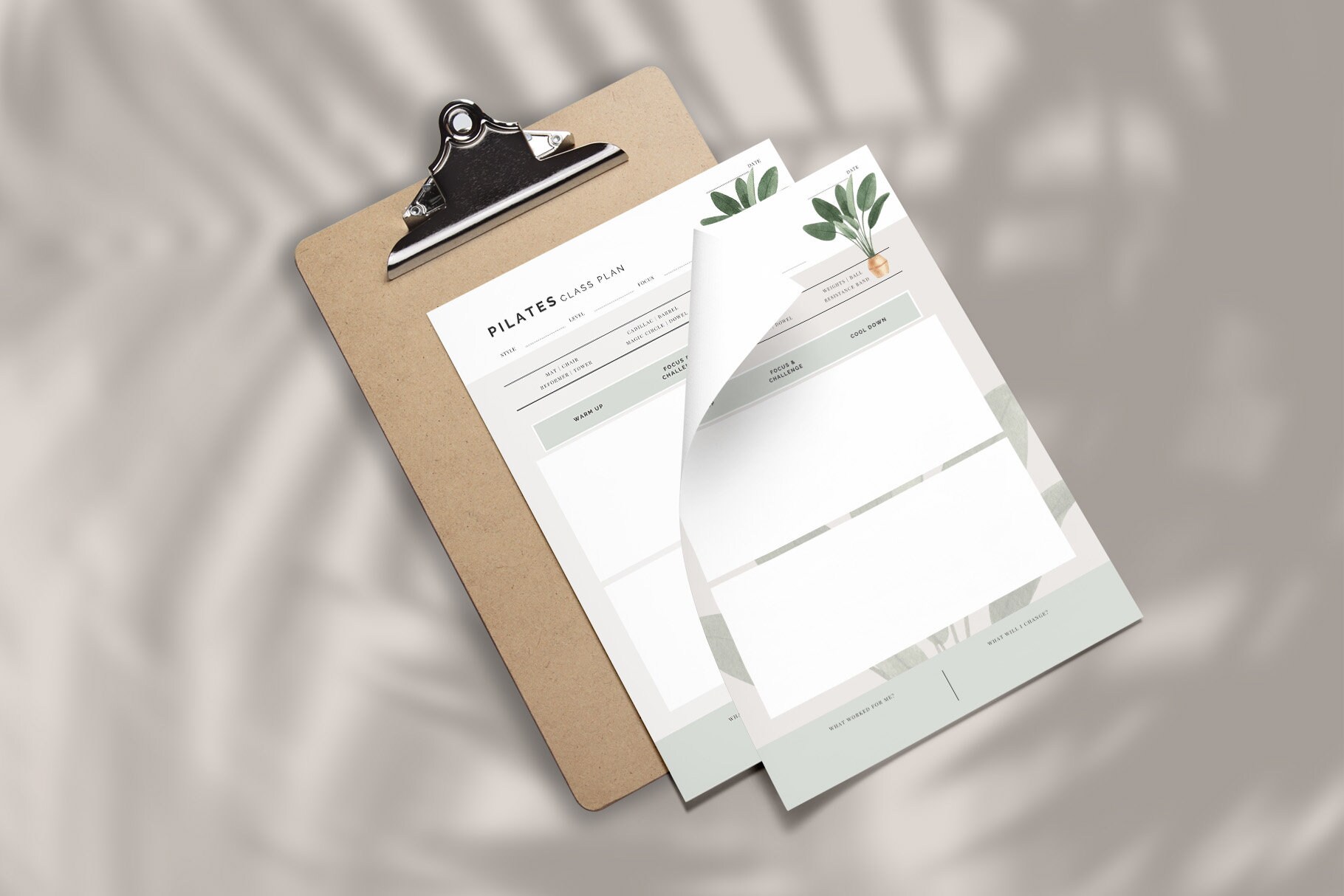 Green Pilates Class Plan, Minimalist Fitness Planner, Green Fitness ...