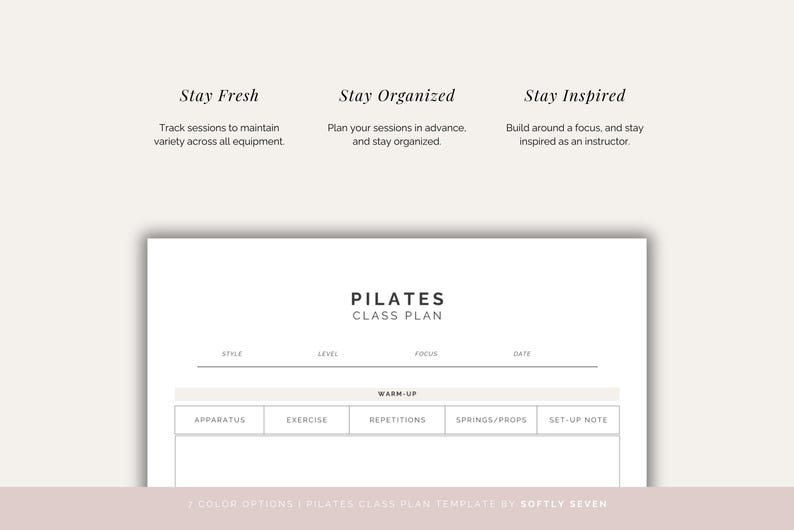 Pilates Instructor Lesson Plan, Reformer Class Planner, Sequence Guide ...