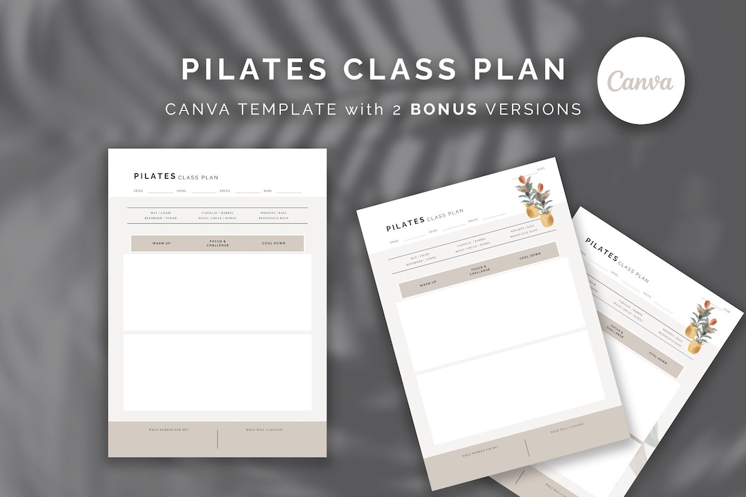 Minimalist Pilates Class Plan, Simple Fitness Plan, Earthy and Natural ...