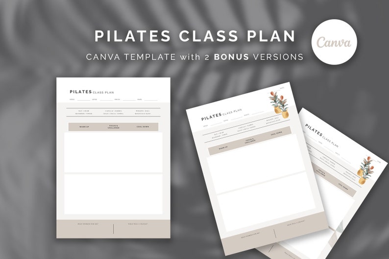 Minimalist Pilates Class Plan, Simple Fitness Plan, Earthy and Natural ...