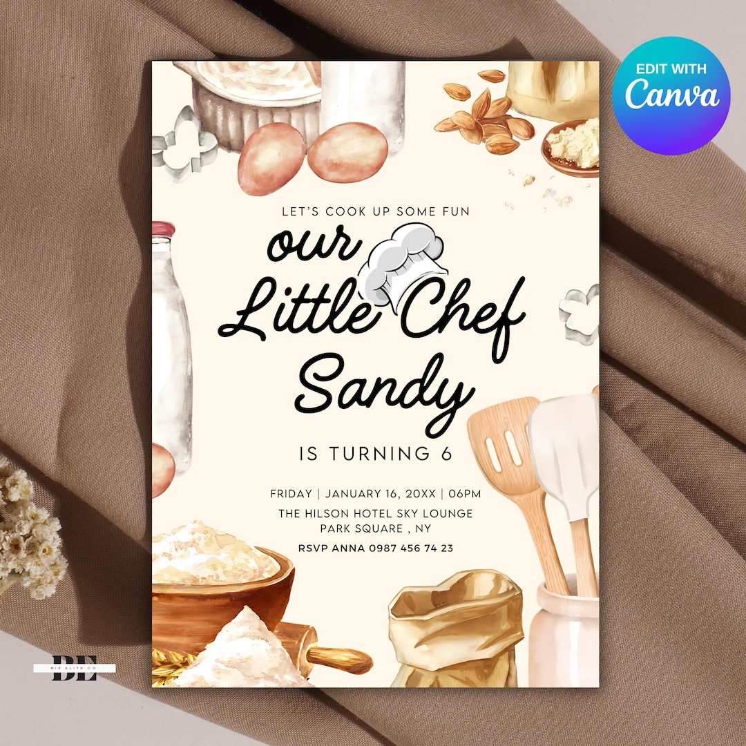 Cooking Class Invitation Printable Birthday & Bake off Invite Our ...