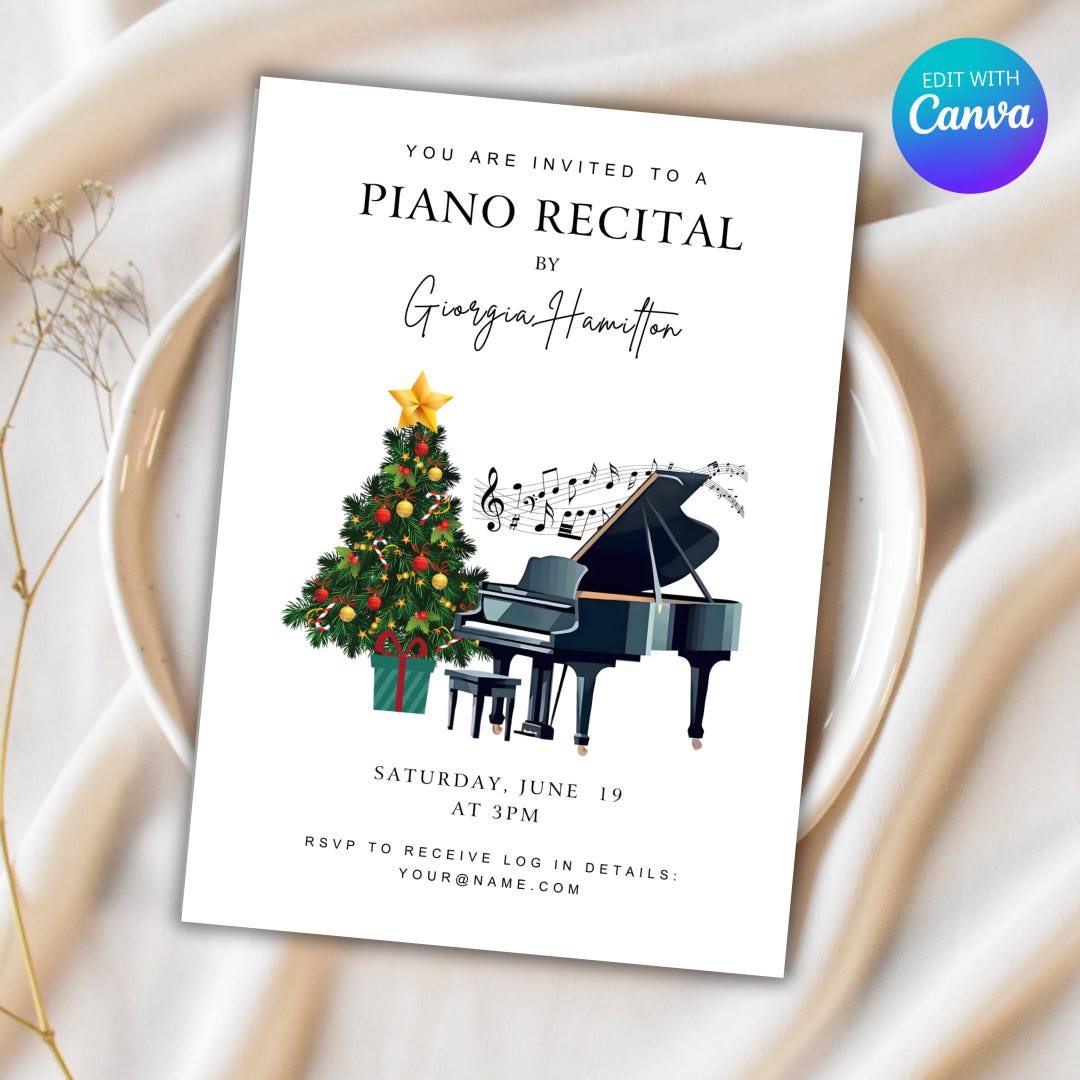 Christmas Recital Invitation, Holiday Recital Invite, Music Recital ...