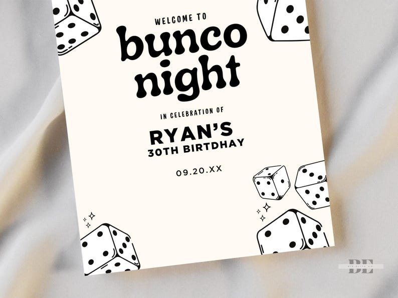 Bunco Party Welcome Sign, Printable Dice Game Welcome Sign, Fun Bunco ...