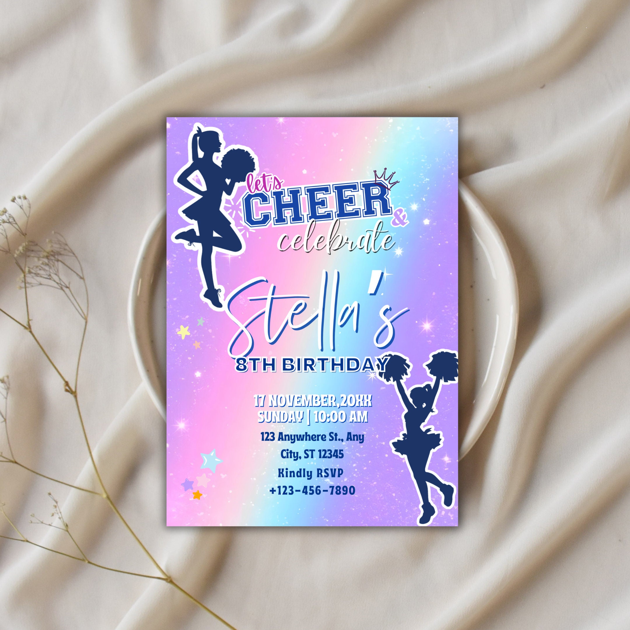 Cheerleader Birthday Invitation Cheerleader Invitation Cheerleader ...