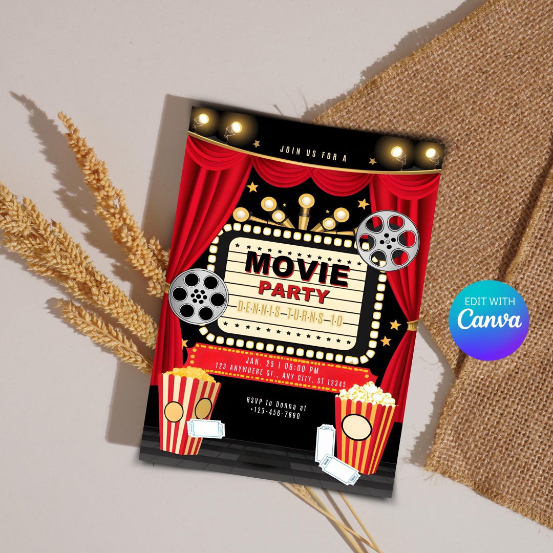 Outdoor Movie Night Invite | Printable Backyard Movie Night Invitation ...