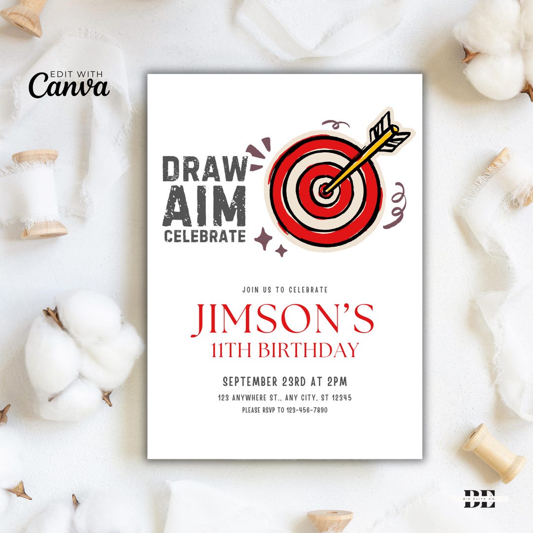 Archery Invite, Archery Party Invitation, Archery Birthday Party Invite ...