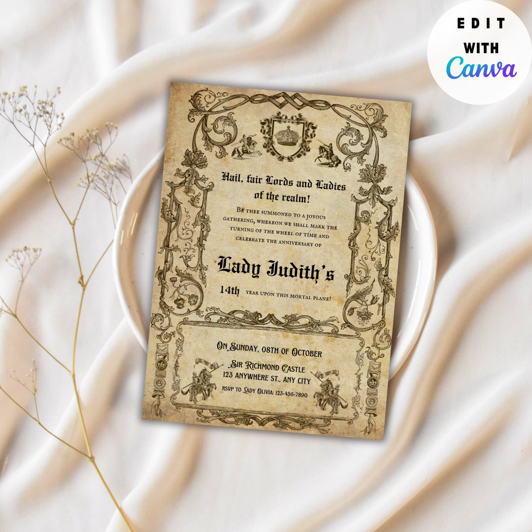 Medieval Party Invite, Medieval Invite, Medieval Renaissance Invitation ...
